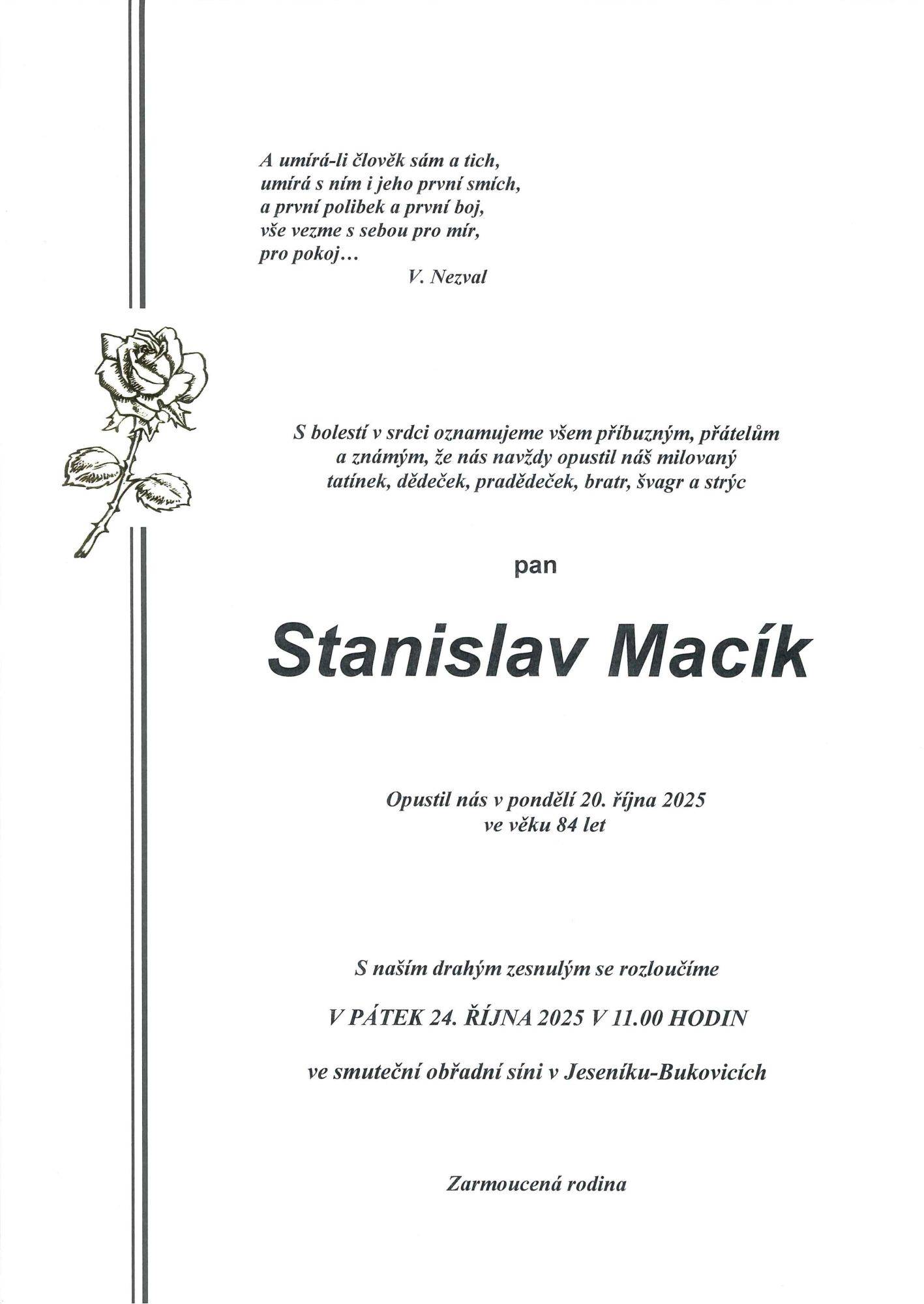 Smuteční oznámení | Pohřební služba Jeseník