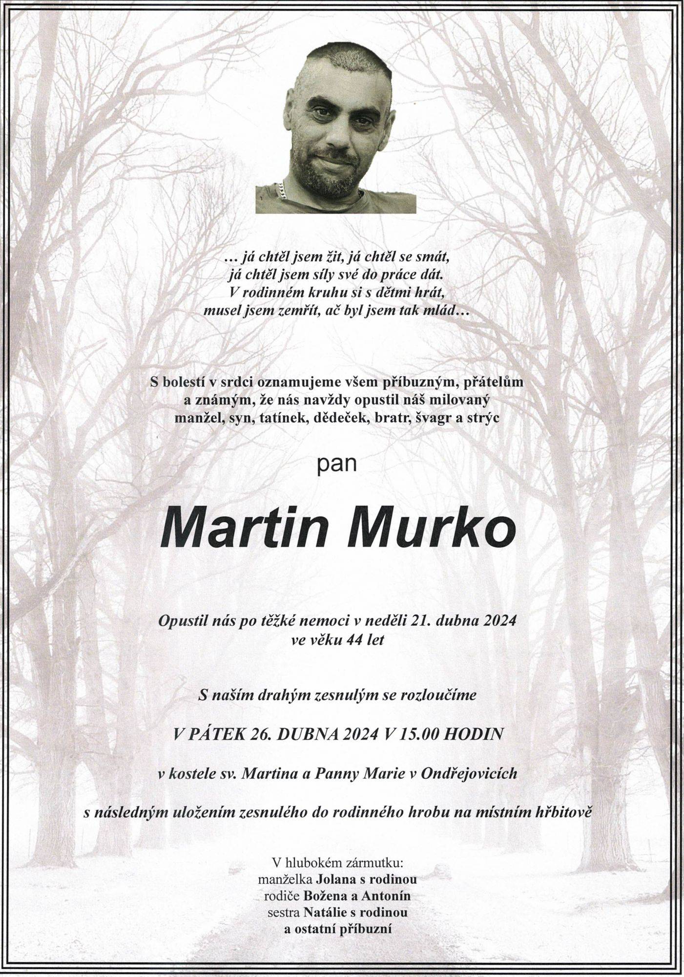 Smuteční oznámení | Pohřební služba Jeseník